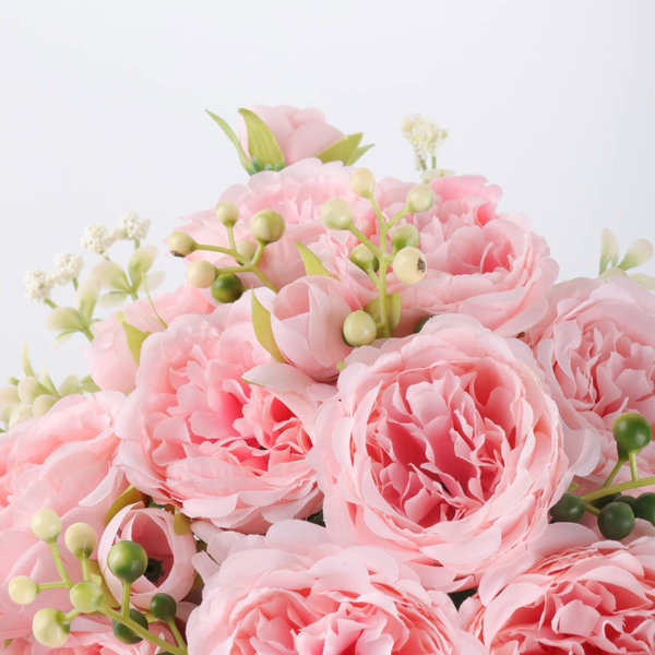 Bungalow Rose Artificial Peonies Silk Flowers, Faux Peony Bouquet 4 Bundles Florals Arrangements ...